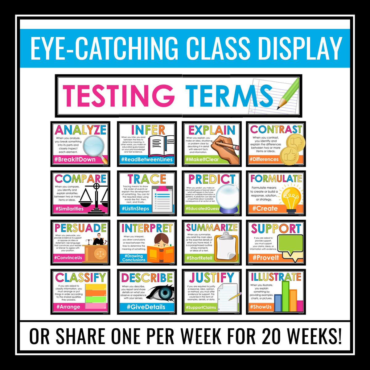 Standardized Testing Terms Posters and Activity - Test Prep Bulletin B ...