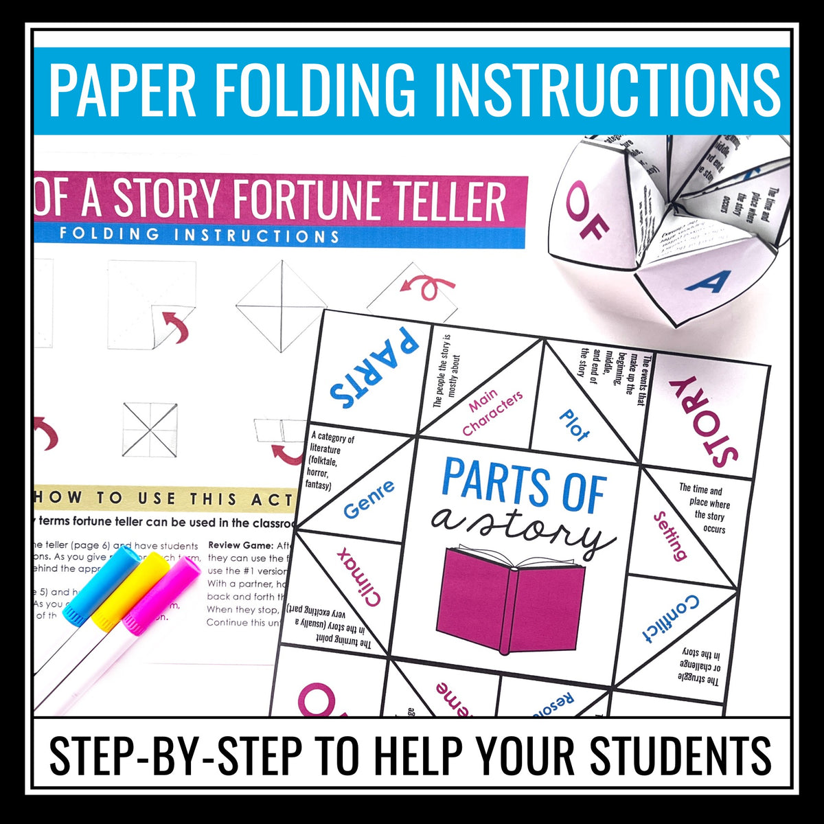 Story Elements Paper Fortune Teller Activity - Literary Devices Game ...
