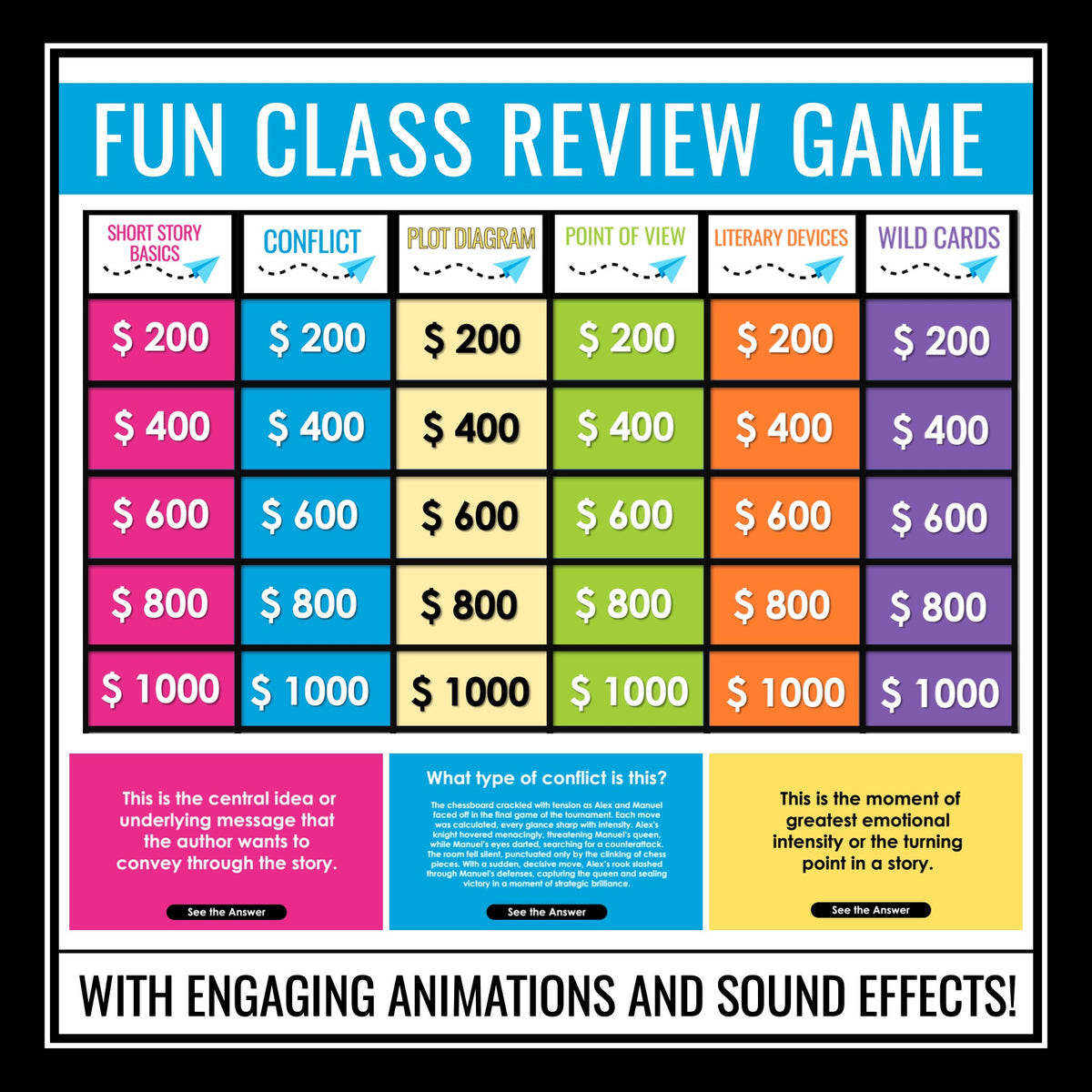 Story Elements Introduction - Short Story Elements Slides, Review Game ...