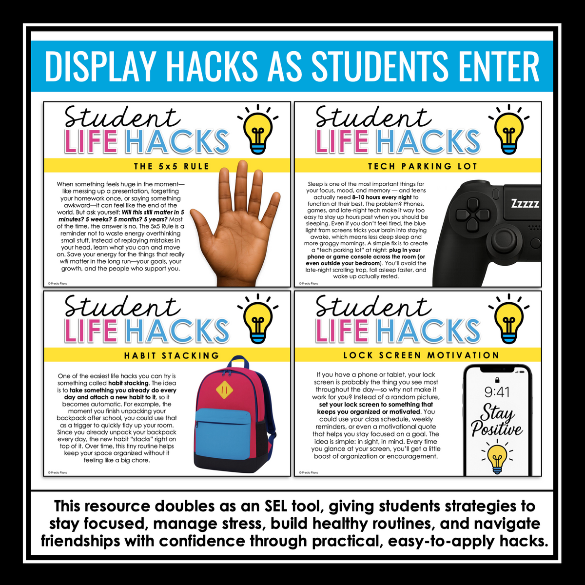 Student Life Hacks – Weekly Bell Ringers SEL, Habits, Friendships & Or ...