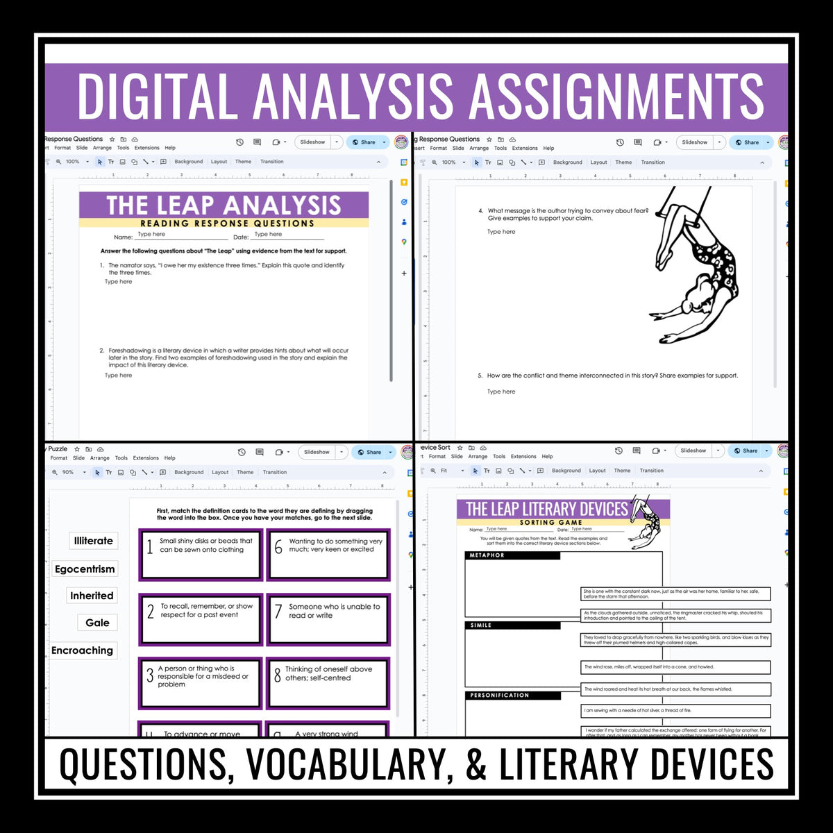 The Leap by Louise Erdrich - Digital Short Story Slides, Assignments ...