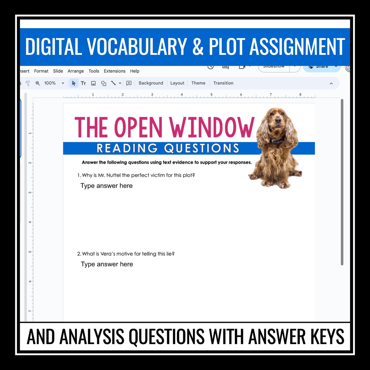 The Open Window by Saki - Digital Short Story Lesson, Assignments, & A ...