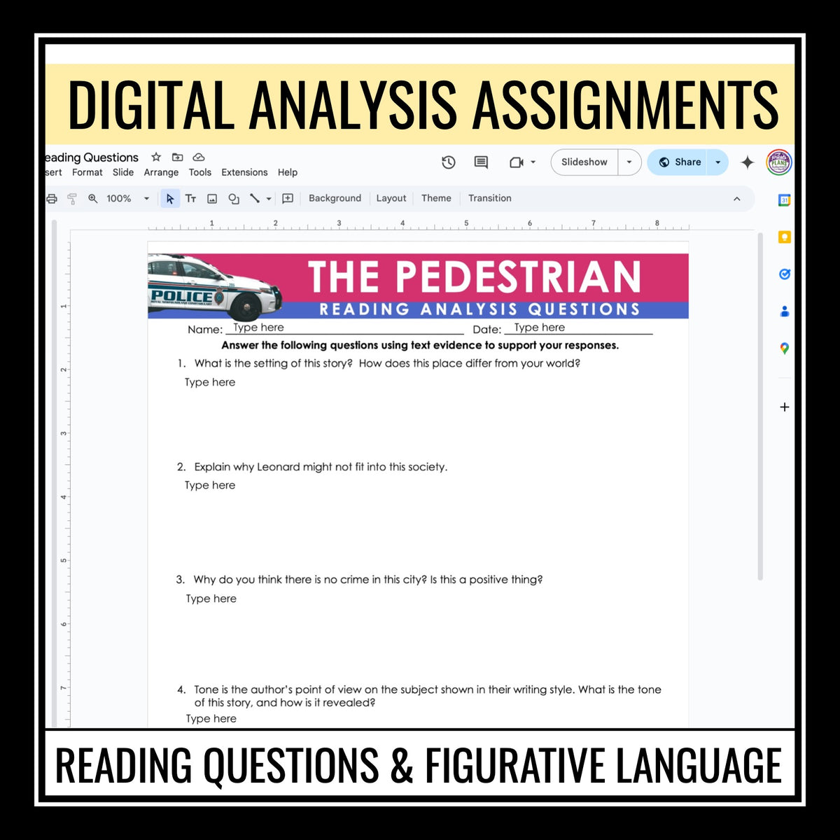 The Pedestrian by Ray Bradbury - Short Story Slides and Digital Assign ...