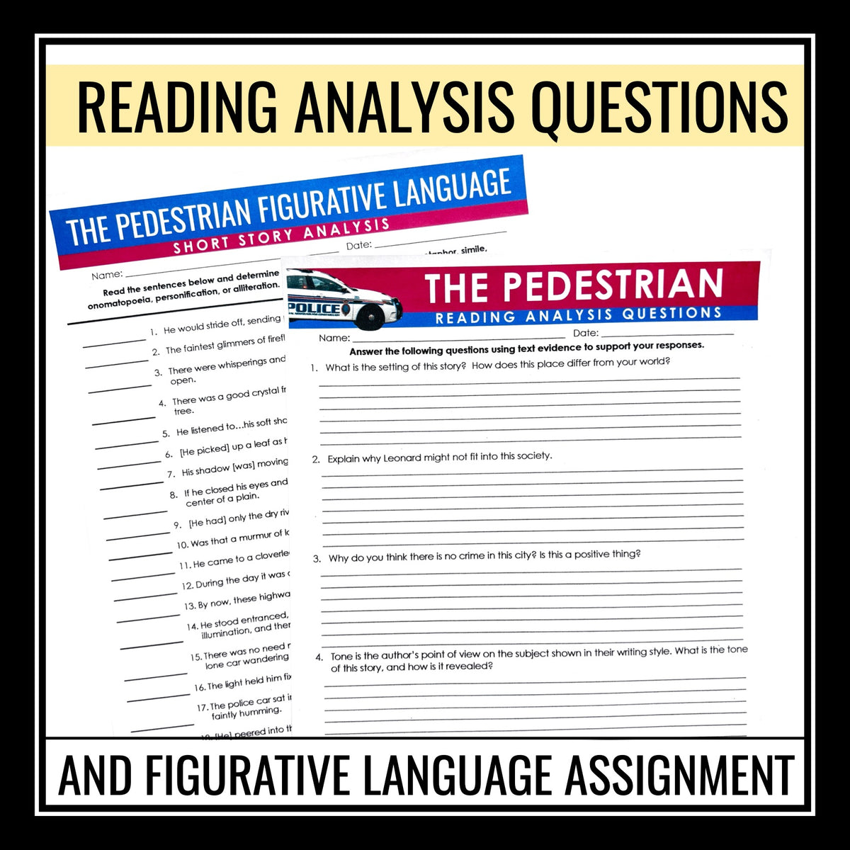 The Pedestrian by Ray Bradbury - Short Story Slides, Assignments, & Ac ...