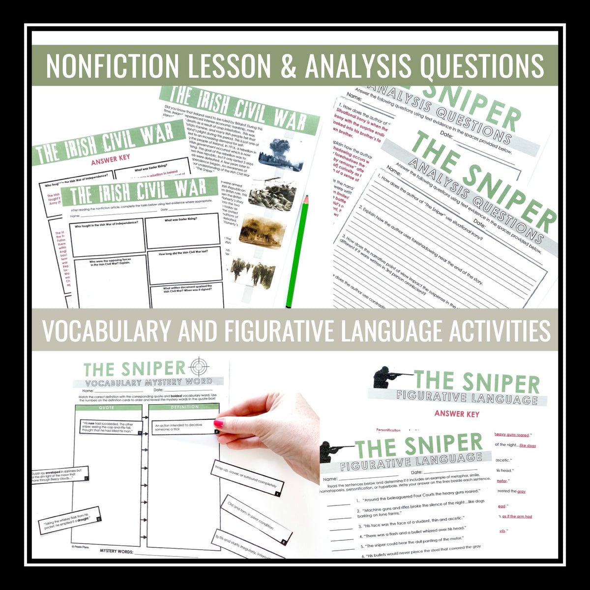 The Sniper by Liam O'Flaherty Short Story Unit Slides, Assignments & A ...