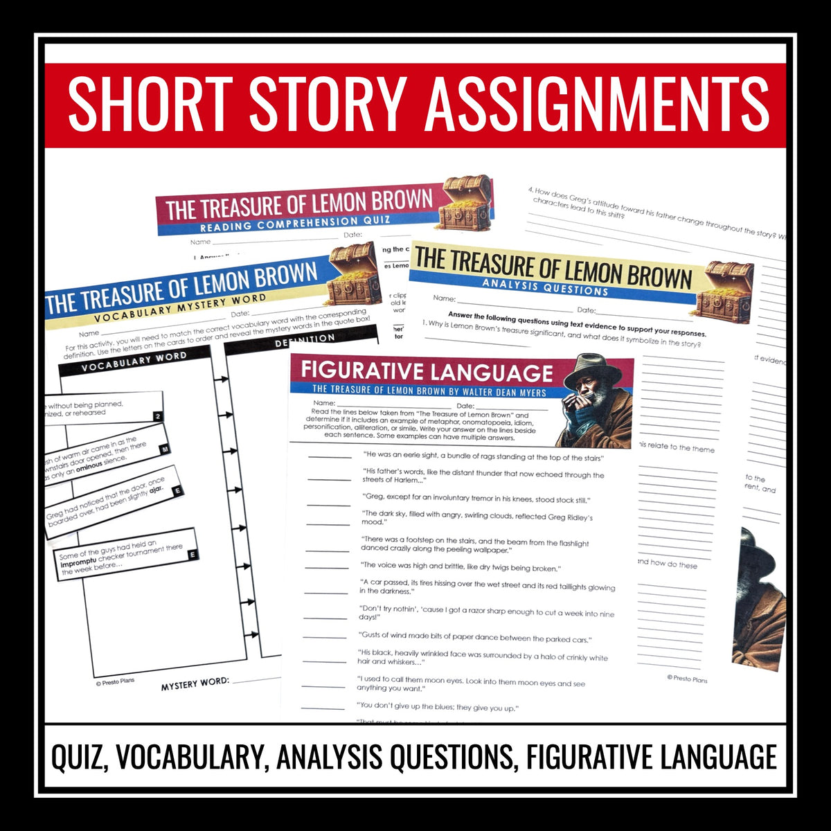 The Treasure of Lemon Brown by Walter Dean Myers Short Story Slides ...