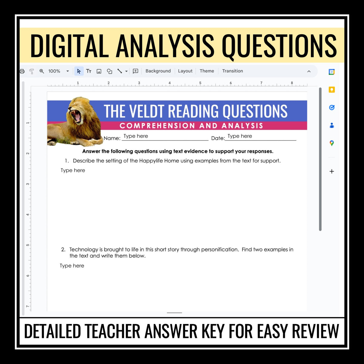 The Veldt by Ray Bradbury Short Story Slides & Digital Assignments & A ...