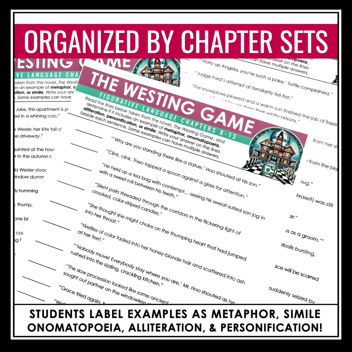The Westing Game Figurative Language Assignments and Answer Keys ...