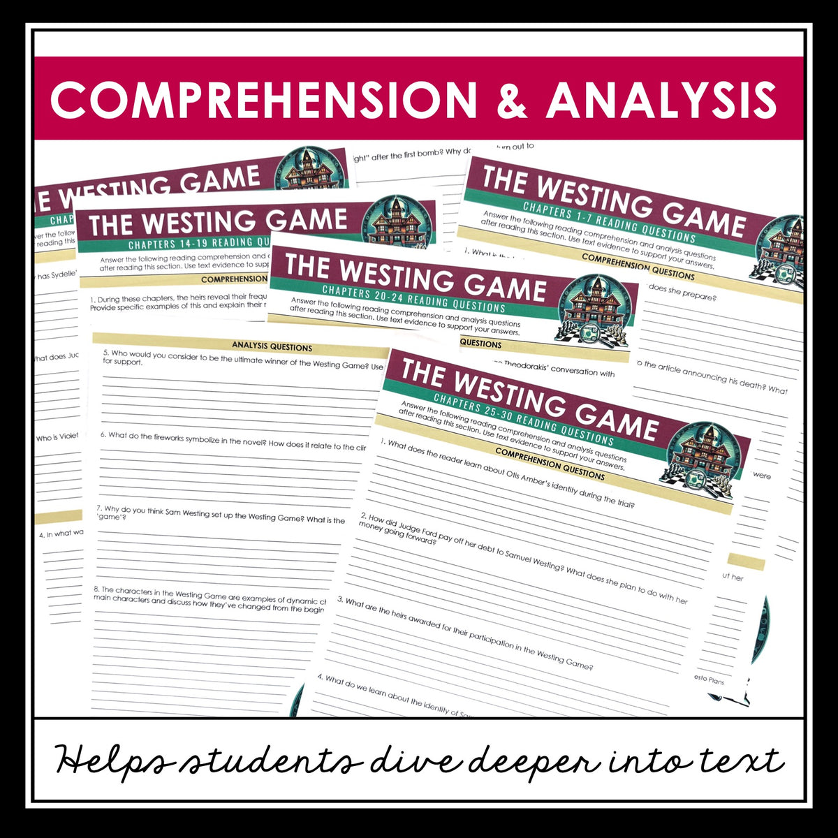 The Westing Game Reading Questions - Comprehension & Analysis Chapter ...
