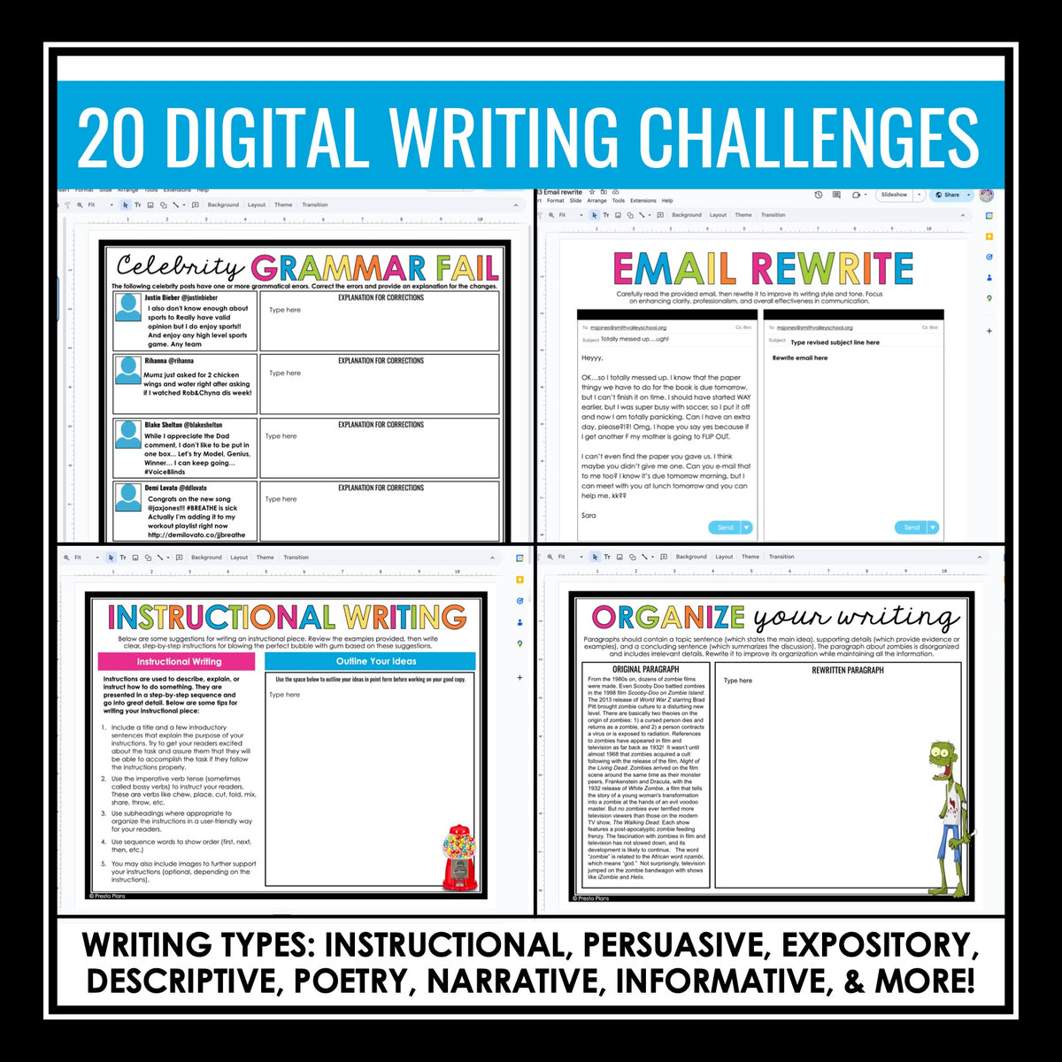 Writing Activities - Persuasive, Narrative, Expository, Descriptive ...