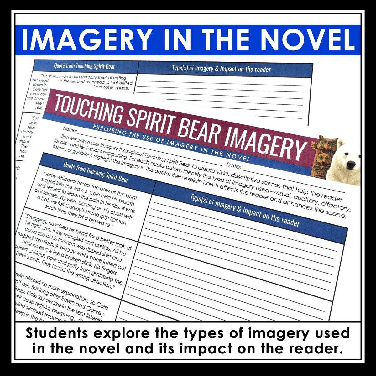 Touching Spirit Bear Activity - Analyzing Novel Imagery & Descriptive ...