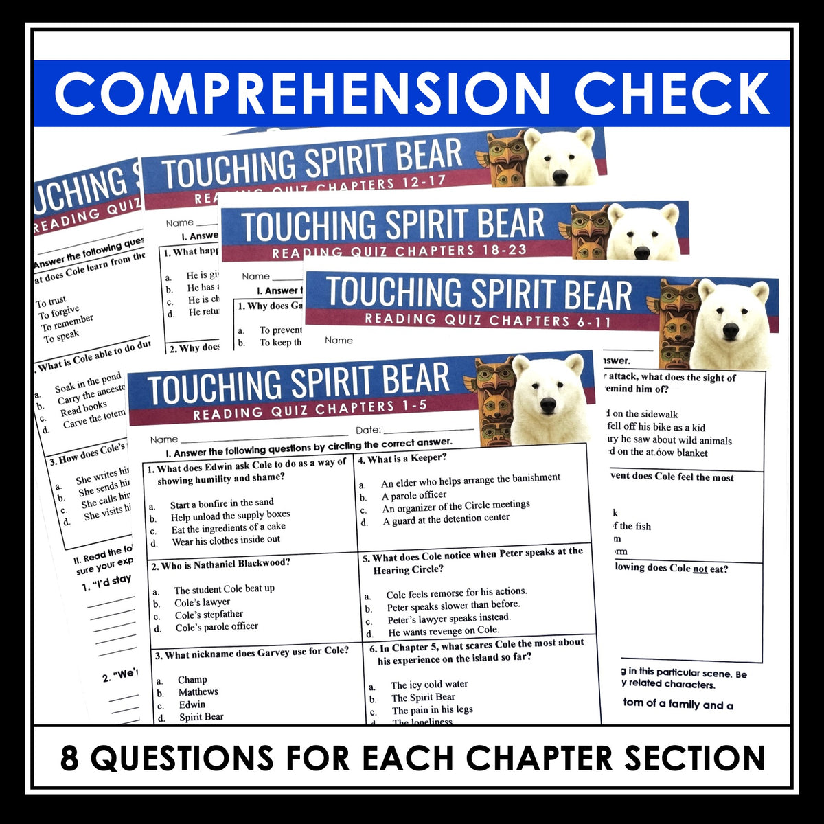 Touching Spirit Bear Quizzes - Multiple Choice and Quote Quizzes - Ans ...