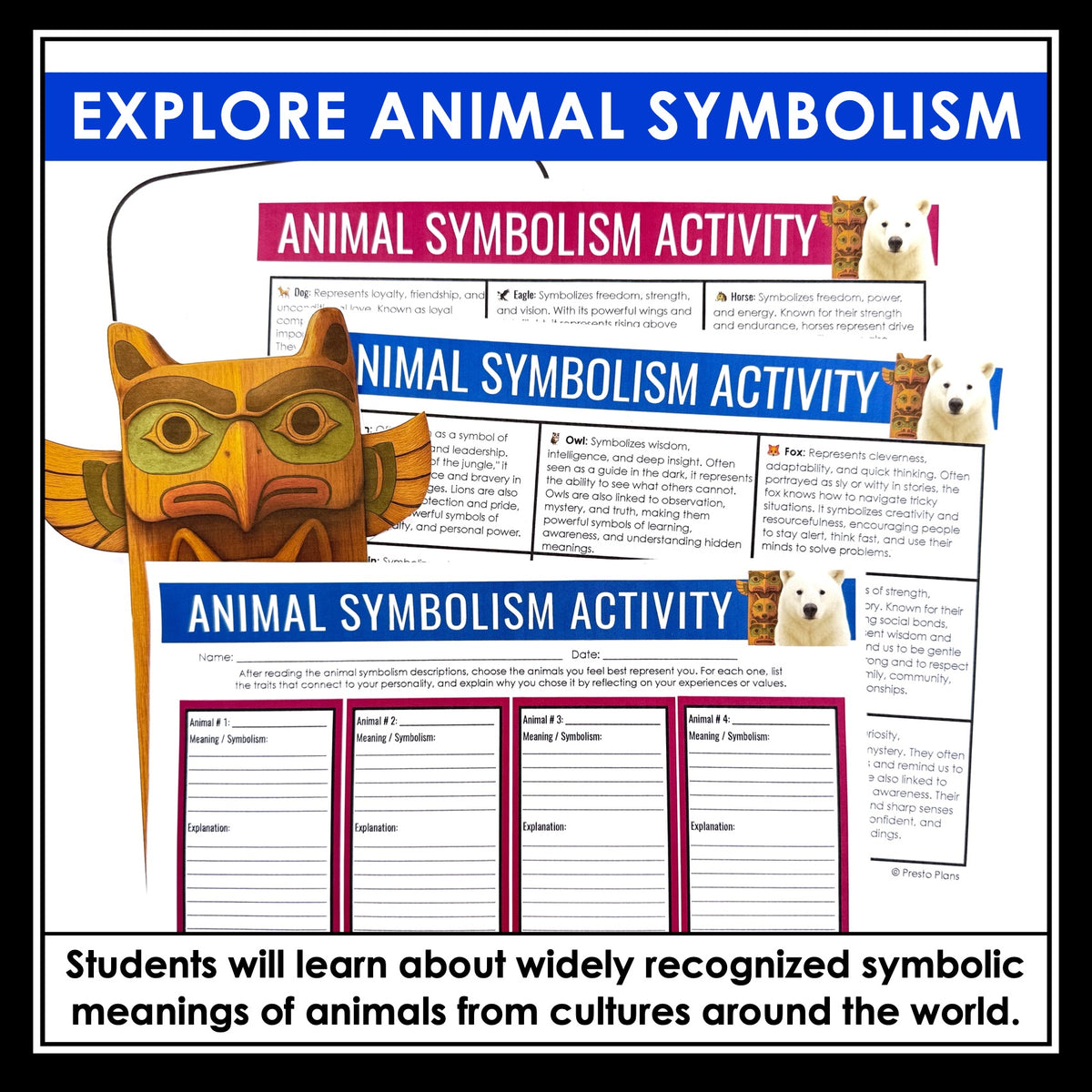 Touching Spirit Bear Totem Pole Lesson & Creative Symbolism Novel Acti ...