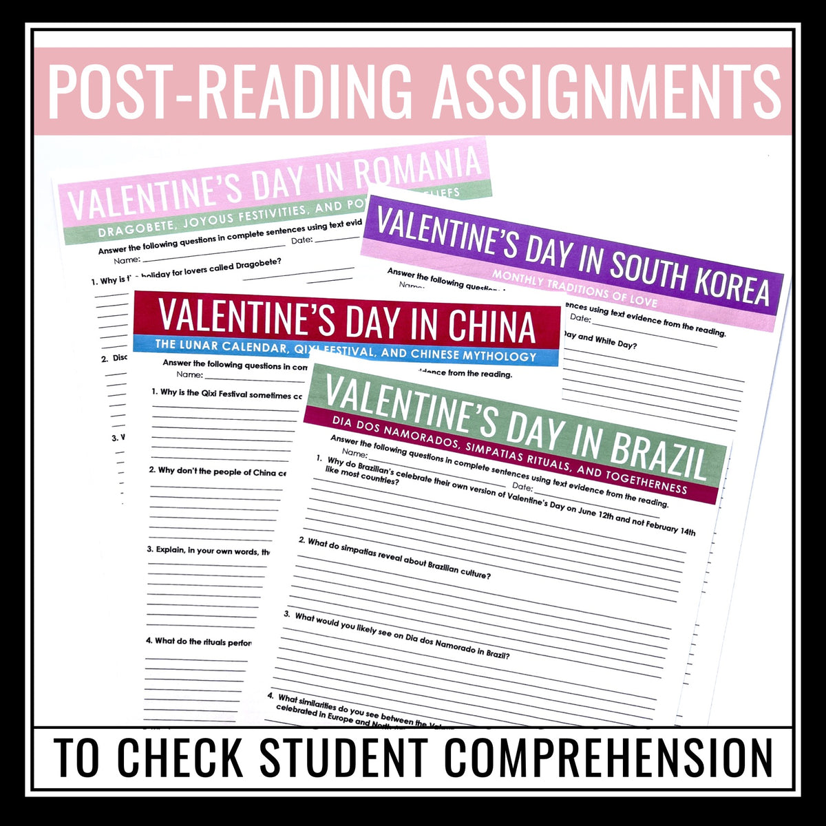 Valentine's Day Around the World Reading Comprehension - Nonfiction As ...
