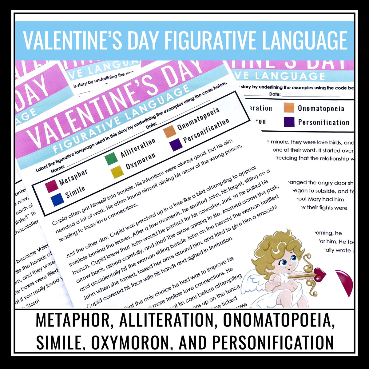 Valentine's Day Figurative Language Stories Assignments - Literary Dev ...