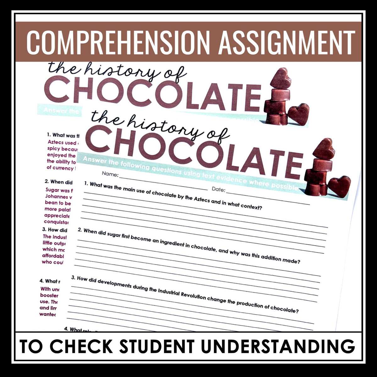 Valentine's Day Reading Comprehension Article & Assignment - Chocolate ...