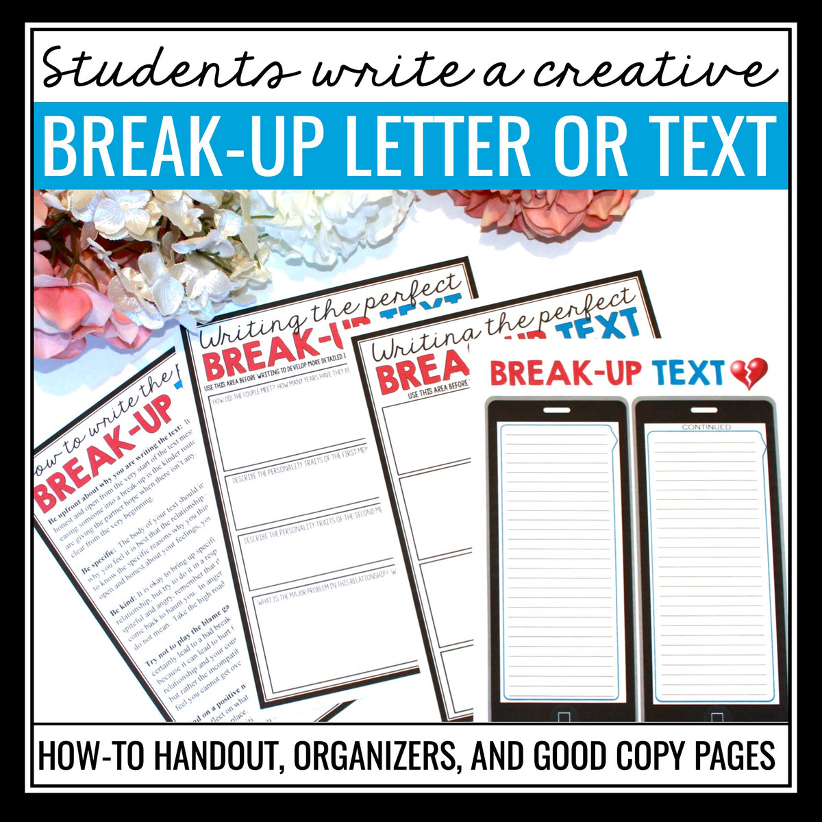 Valentine's Day Writing Assignment - Writing a Break Up Letter or Text ...