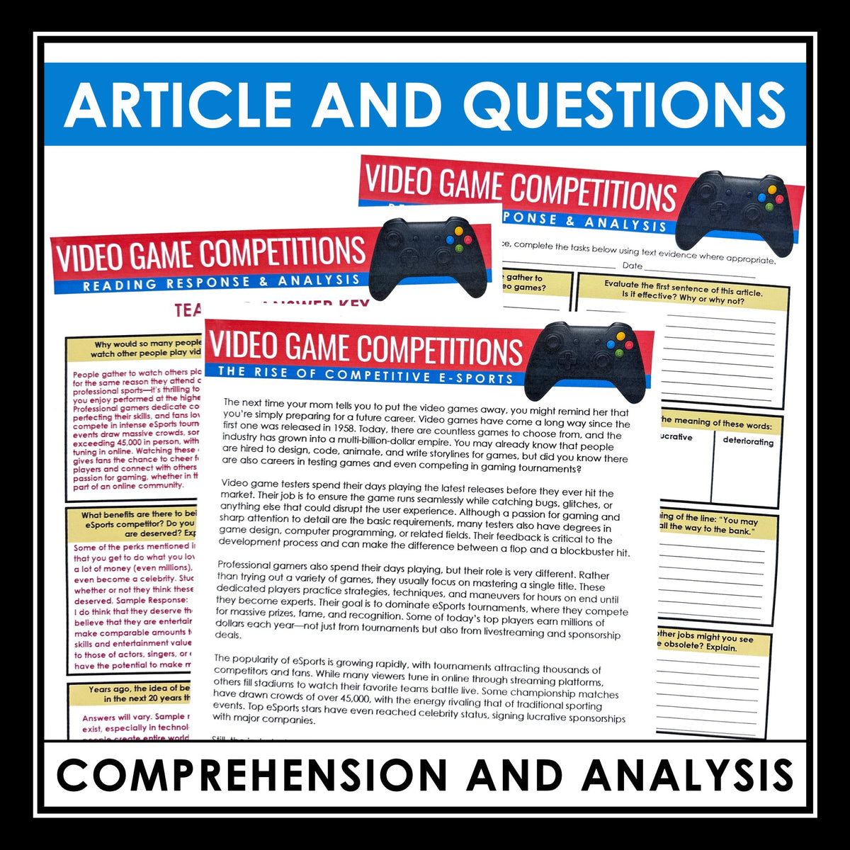 Nonfiction Reading Comprehension Article and Activities - Video Game C ...