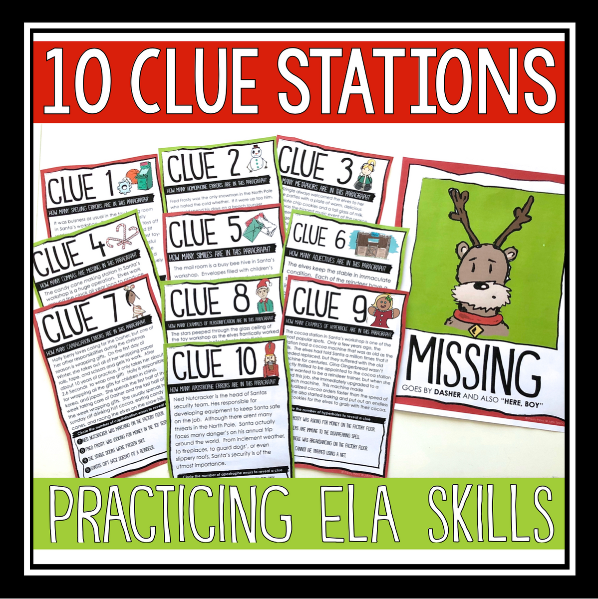 Christmas Mystery Activity - Missing Reindeer ELA Skills Holiday Class ...