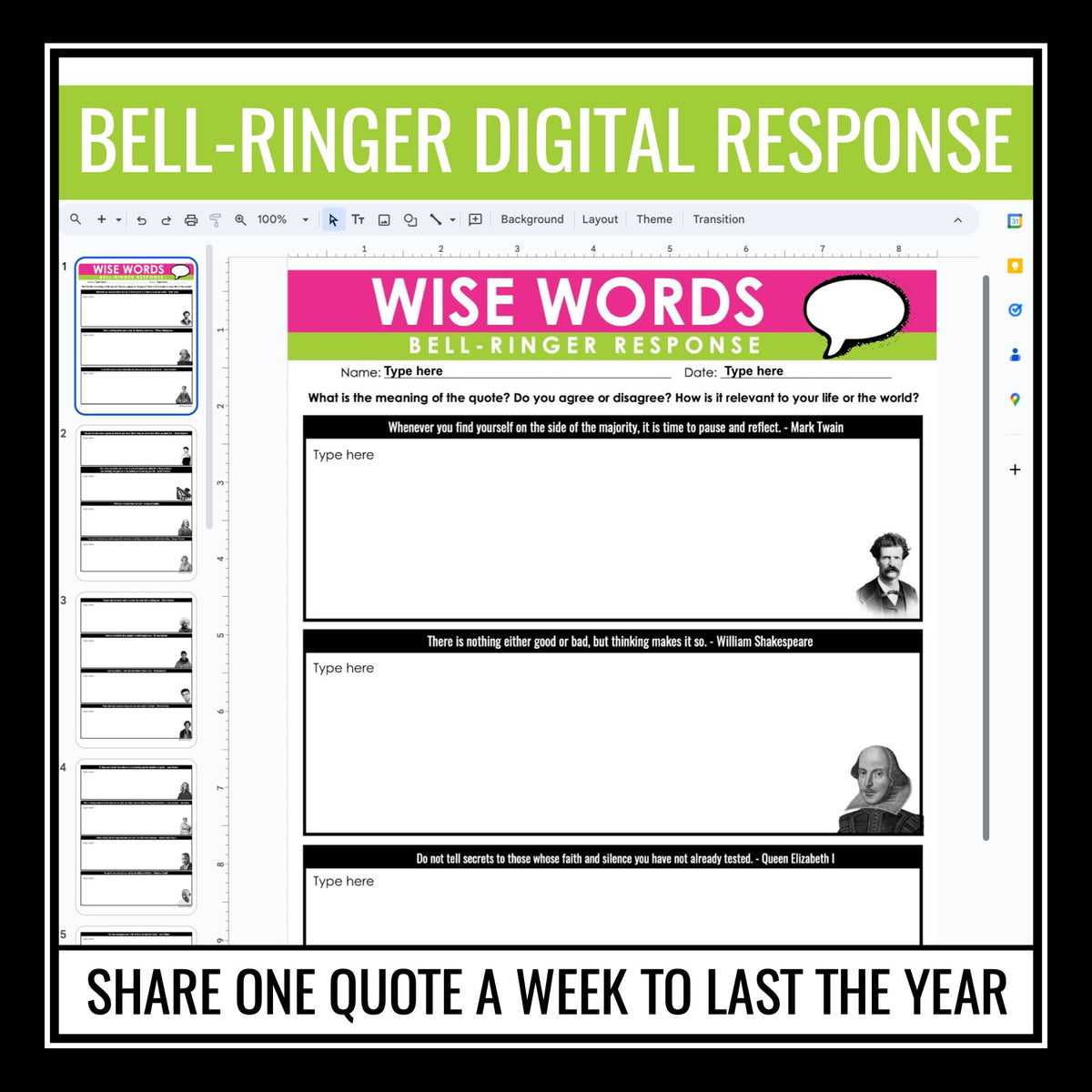 Quote of the Week Bell Ringers - 40 Famous Quotes & Digital Response A ...