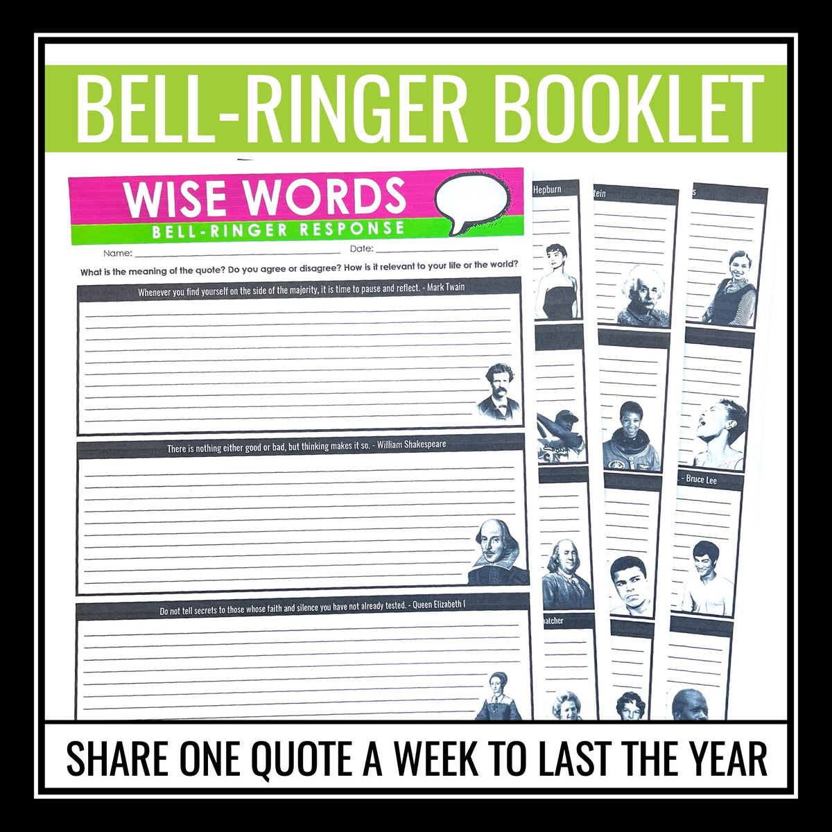 Quote of the Week Bell Ringers - 40 Famous Quotes & Writing Response A ...