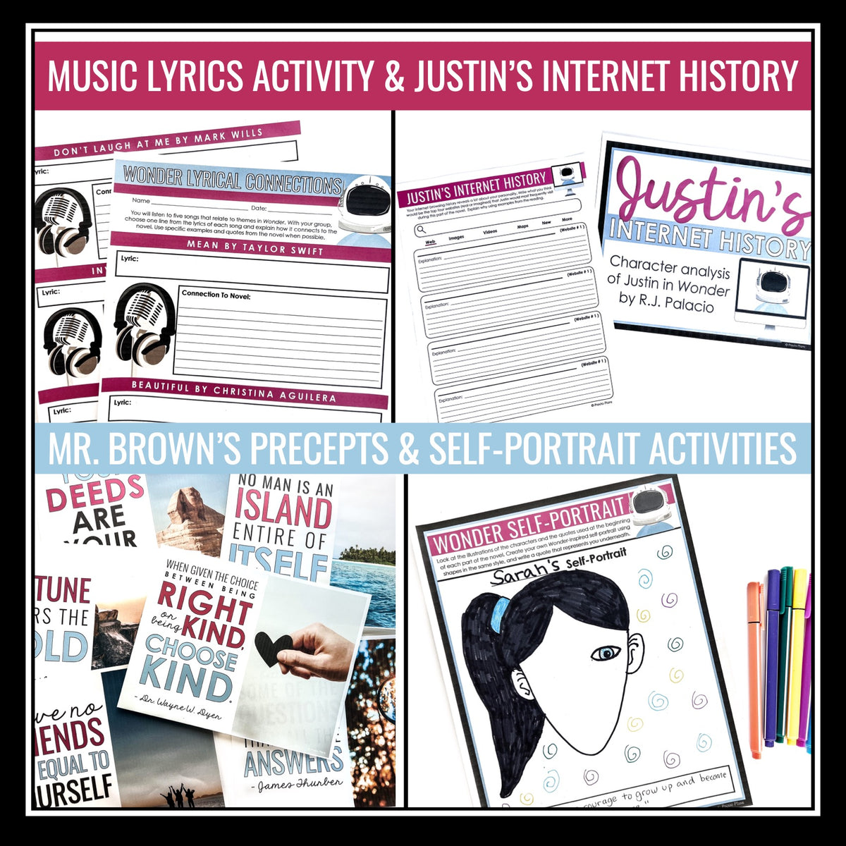 Wonder Activity Bundle - Creative Novel Activities and Assignments R.J ...