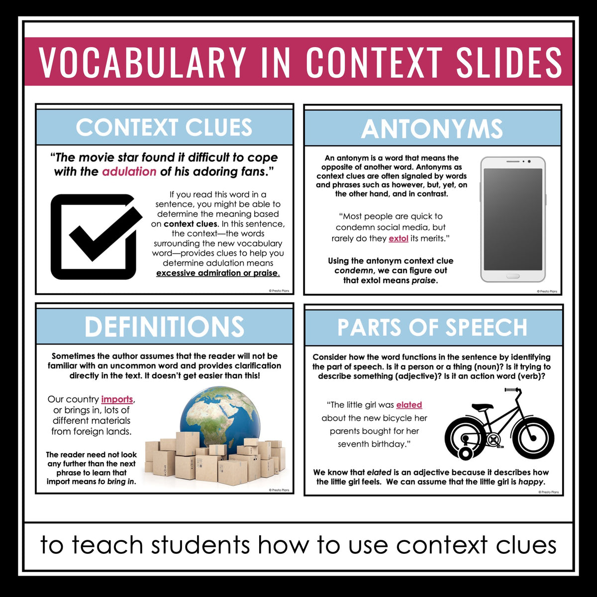 Wonder Vocabulary Booklet, Presentation, and Answer Key with Definitio ...