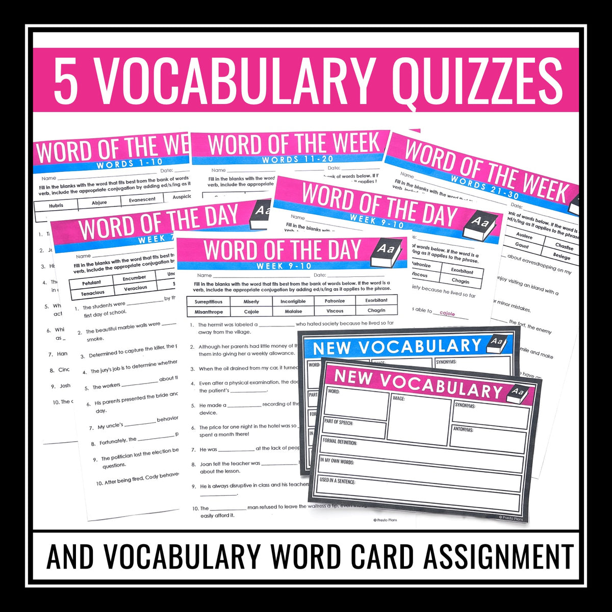 Word of the Day or Week - Vocabulary Slides, Posters, Assignment, and ...