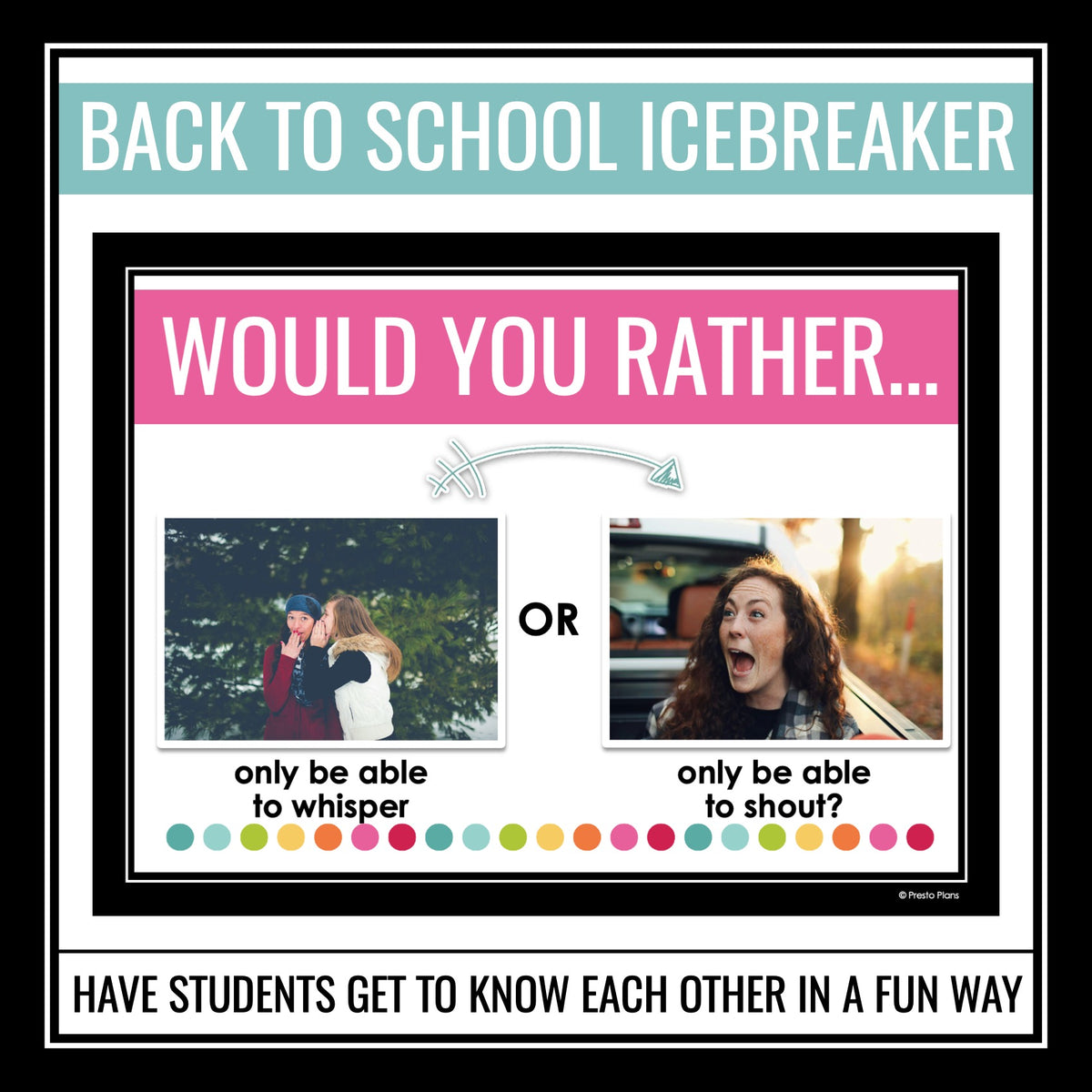 Back to School First Day Icebreaker Activity - Would You Rather Game S ...
