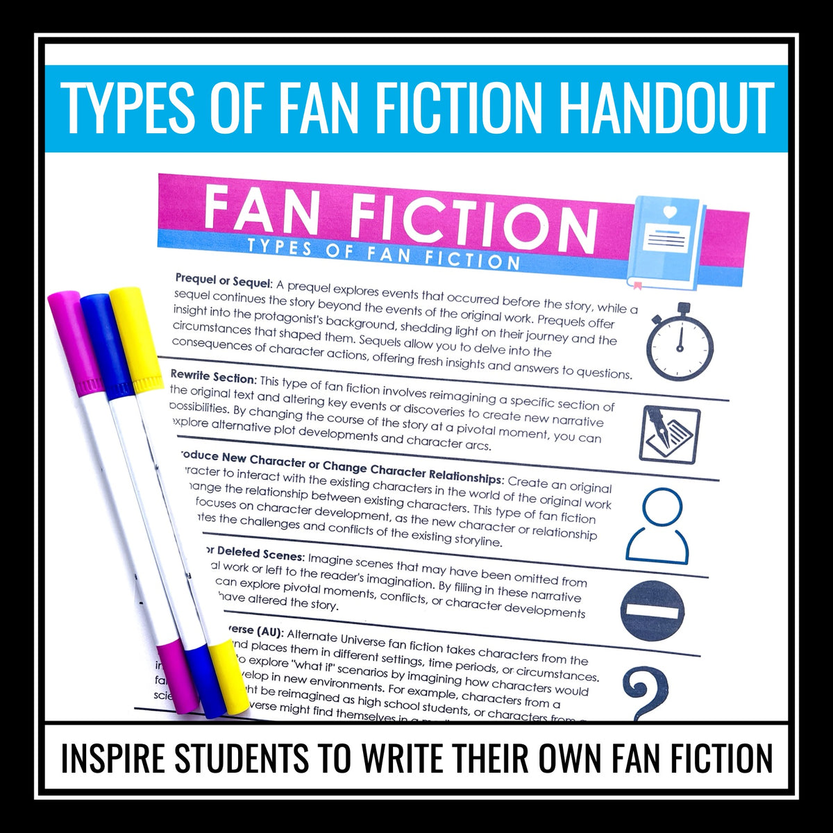 Fan Fiction Writing - Presentation, Handout, and Narrative Graphic Org ...