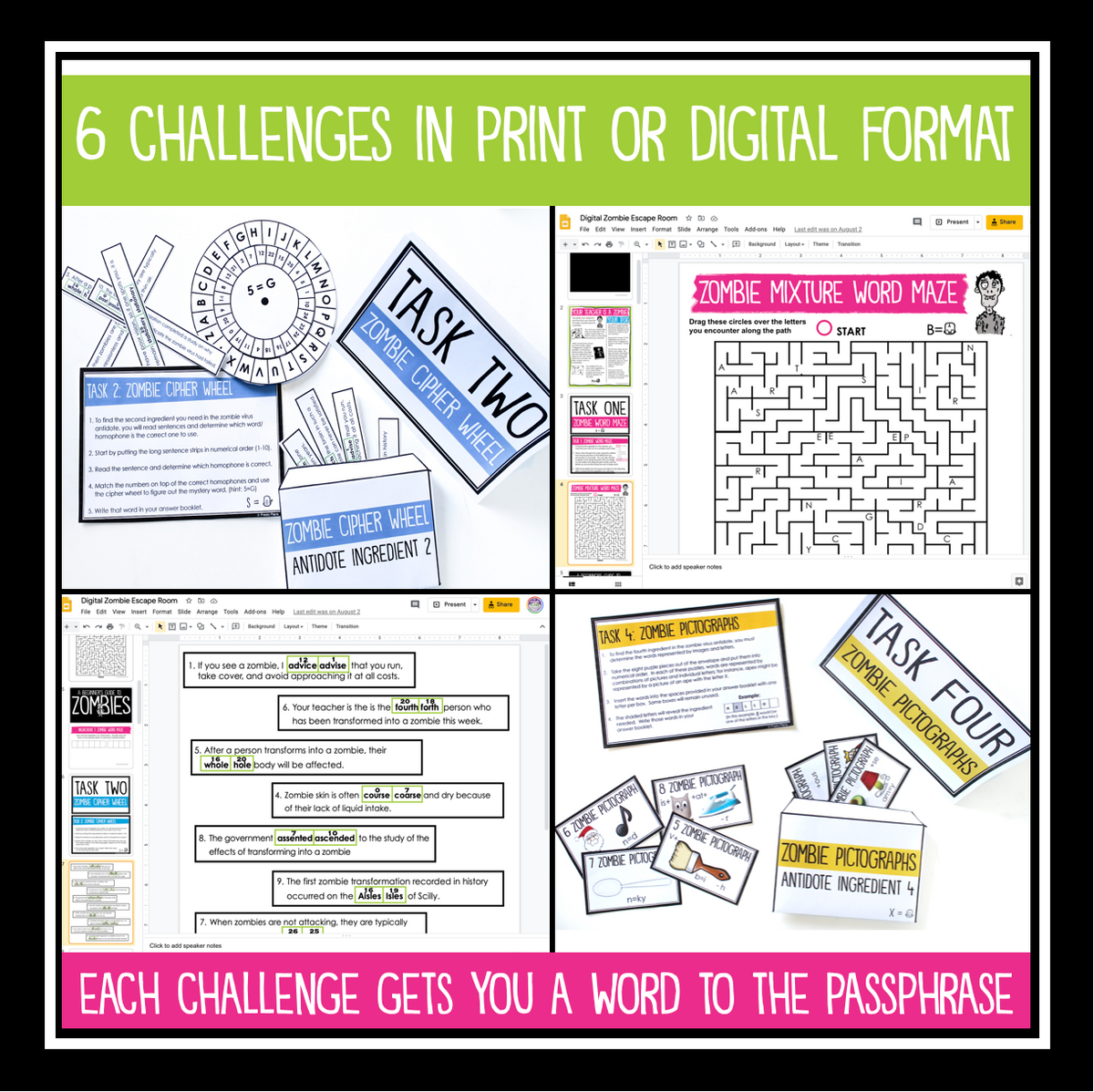 Escape Room Zombie Teacher Breakout Game Team Building Activity - Digi ...