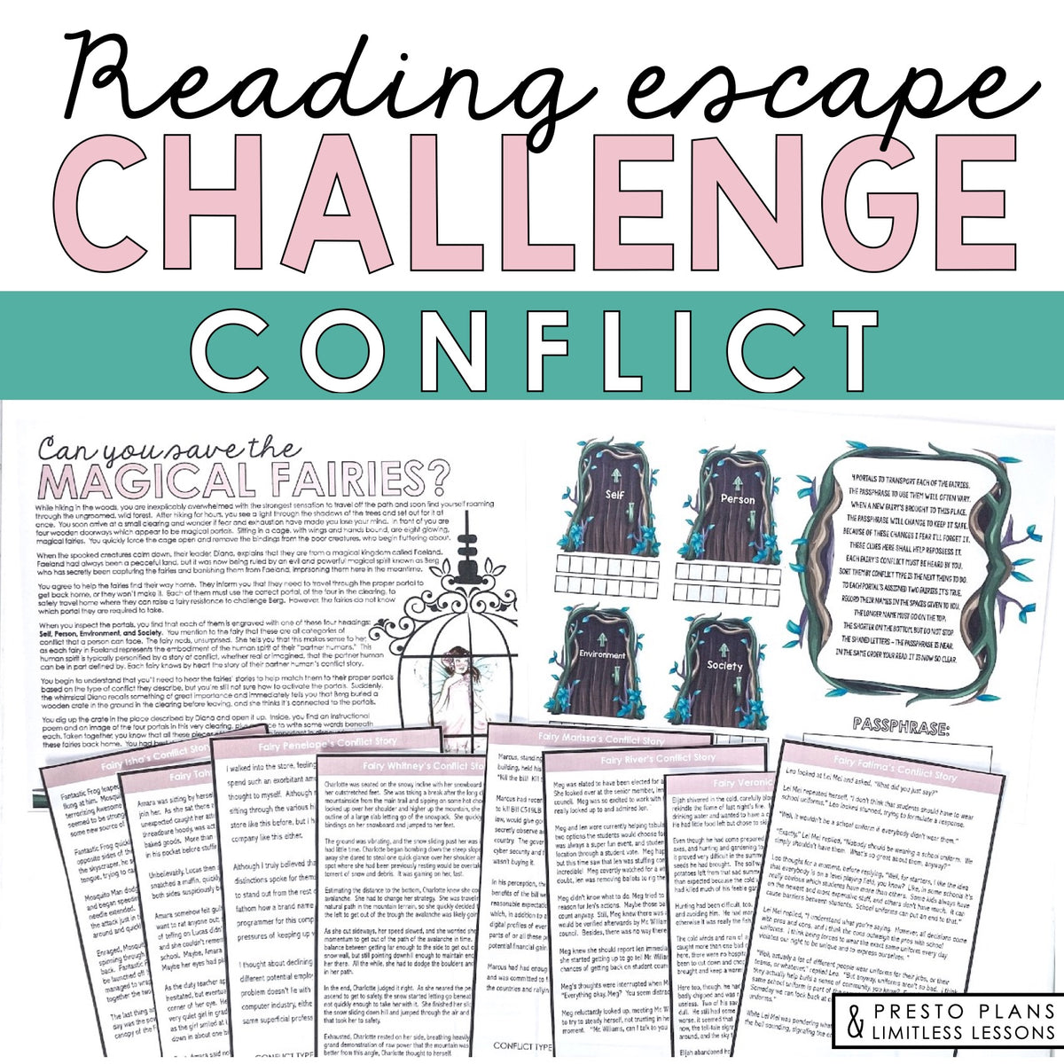CONFLICT TYPES ACTIVITY INTERACTIVE READING CHALLENGE ESCAPE – Presto Plans