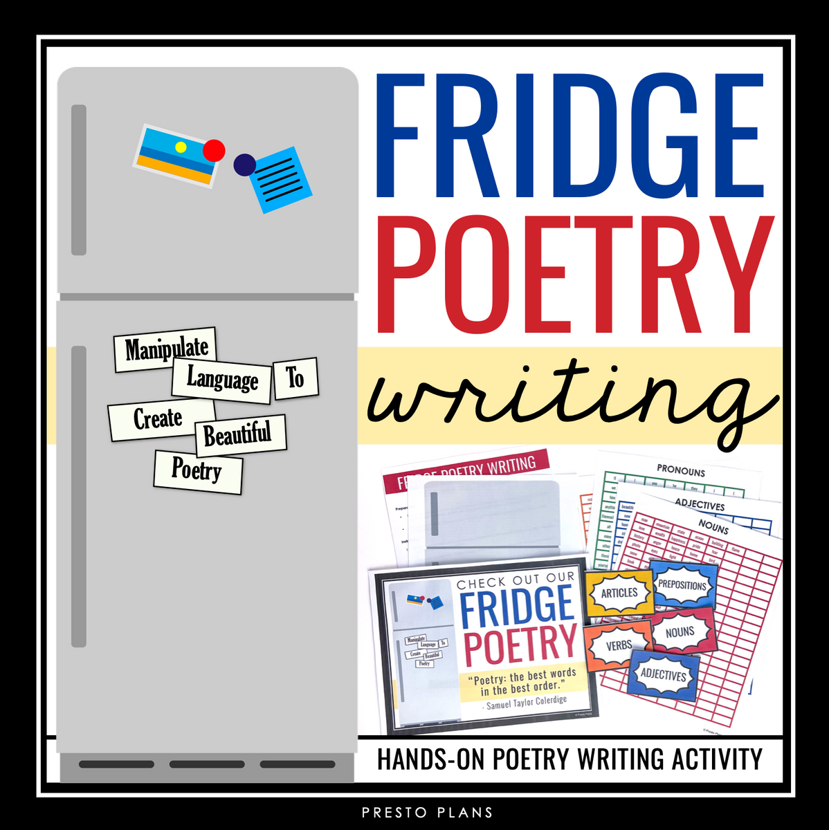 Poetry Writing Activity - Refrigerator Poetry Hands-On Writing - Magne ...