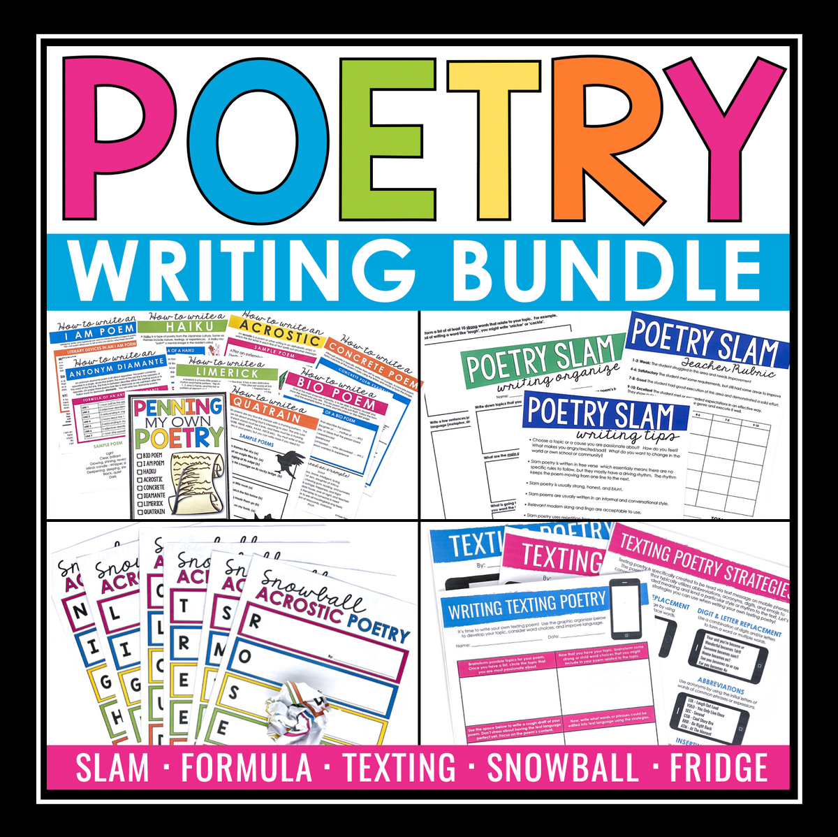 Poetry Writing Unit Assignments and Activities - Poem Writing Bundle ...
