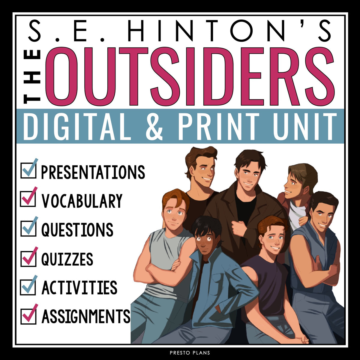 The Outsiders Unit Plan - S.E. Hinton Novel Study Unit - Digital Print ...