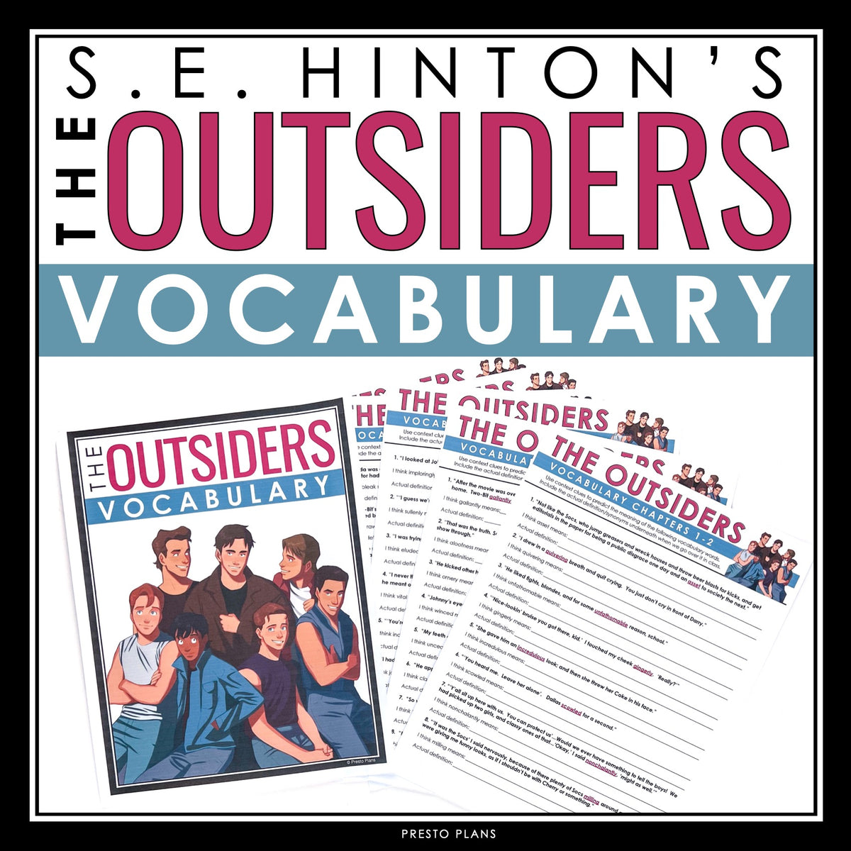 The Outsiders Vocabulary Booklet, Presentation, and Answer Key with De ...