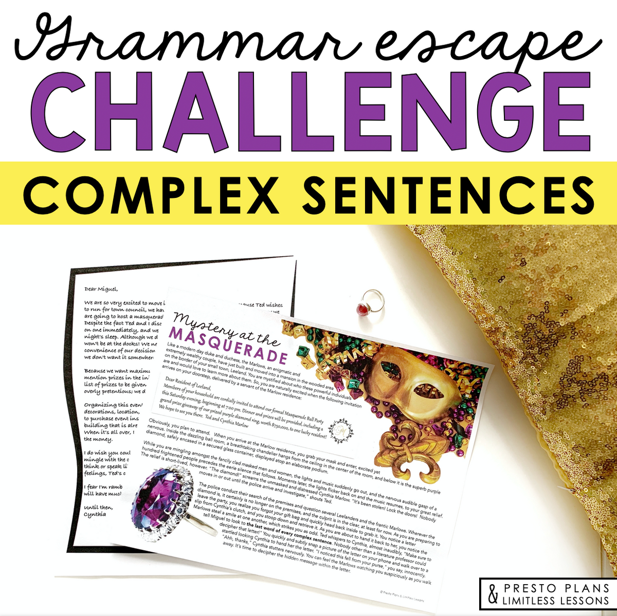 Complex Sentence Type Grammar Activity Escape Room Challenge, Slides ...