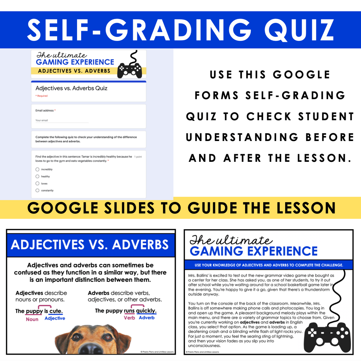 Adjectives and Adverbs Parts of Speech Digital Activity, Google Slides ...