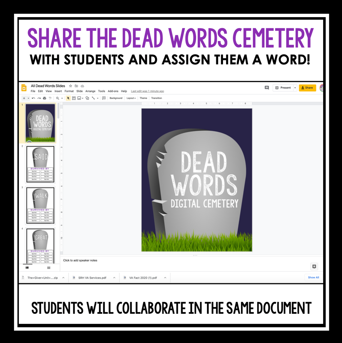 DEAD WORDS DIGITAL HALLOWEEN WORD CHOICE ACTIVITY – Presto Plans