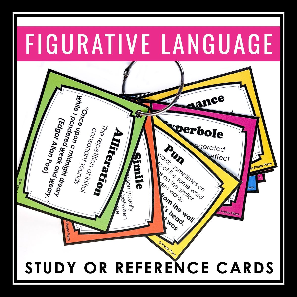 Figurative Language Flashcards and Posters - Poetry Terms Study Cards ...