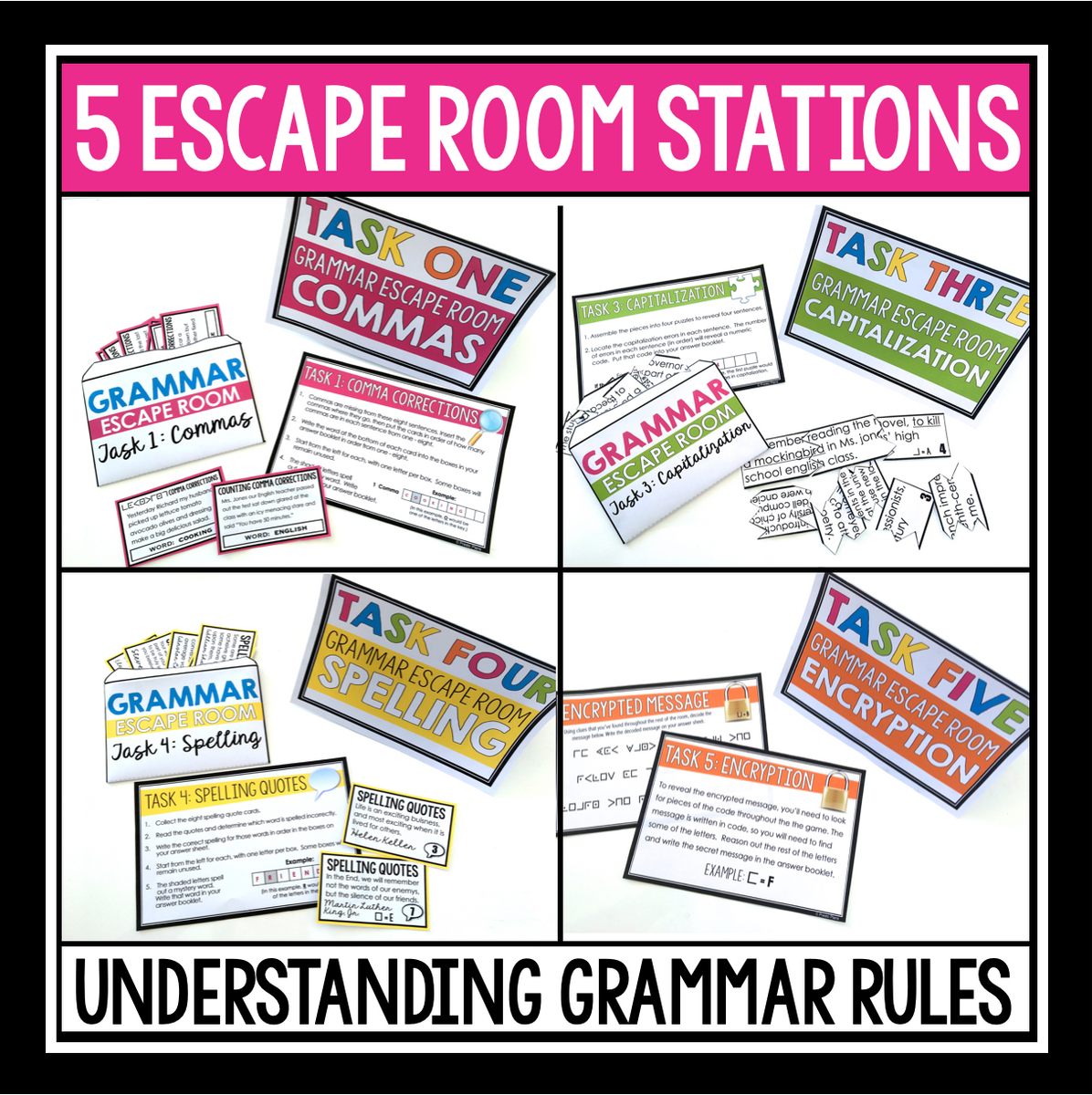 Grammar Escape Room Activity - Commas, Spelling, Homophones, Capitaliz ...
