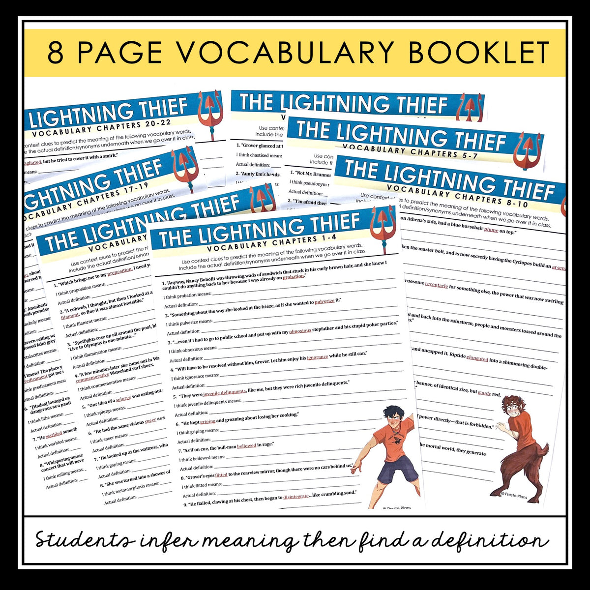 Percy Jackson and the Olympians The Lightning Thief Vocabulary Booklet ...