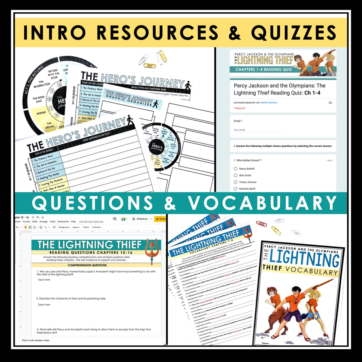 Percy Jackson and the Olympians The Lightning Thief Unit - Digital Pri ...