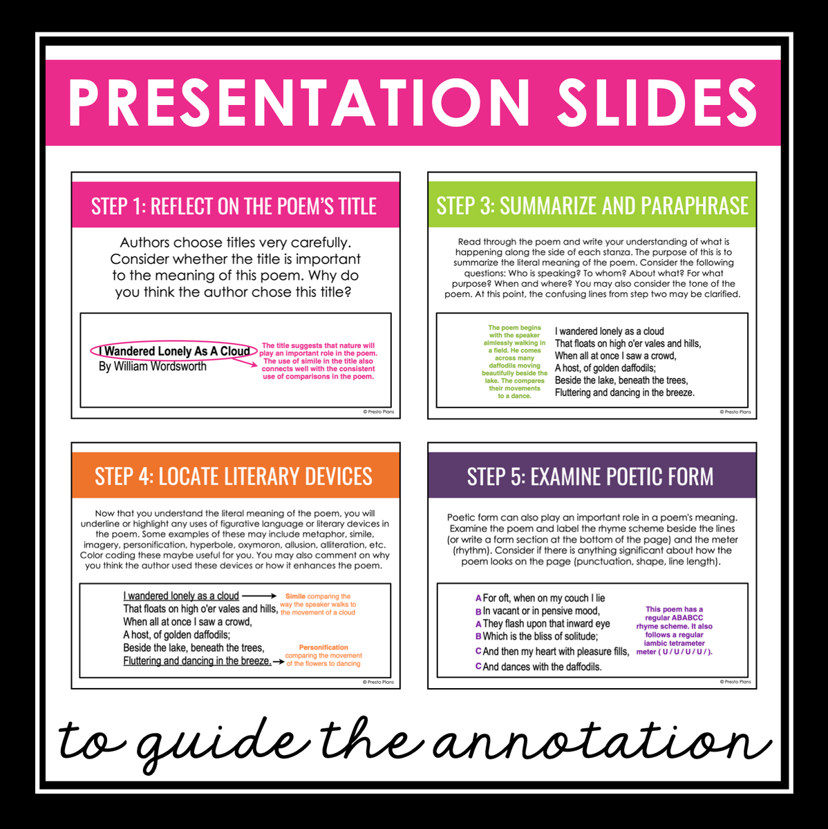 Poetry Annotation - How to Annotate a Poem Guide Instructions & Assign ...