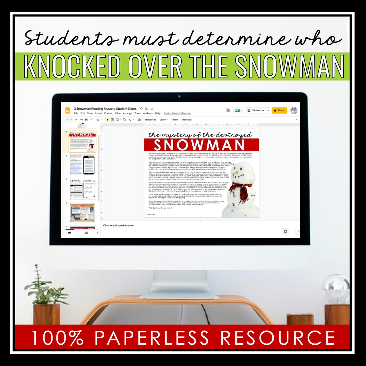 Christmas Close Reading Digital Inference Mystery - Who Destroyed the ...