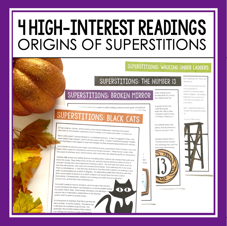 Halloween Reading Comprehension - Superstitions Nonfiction Articles ...