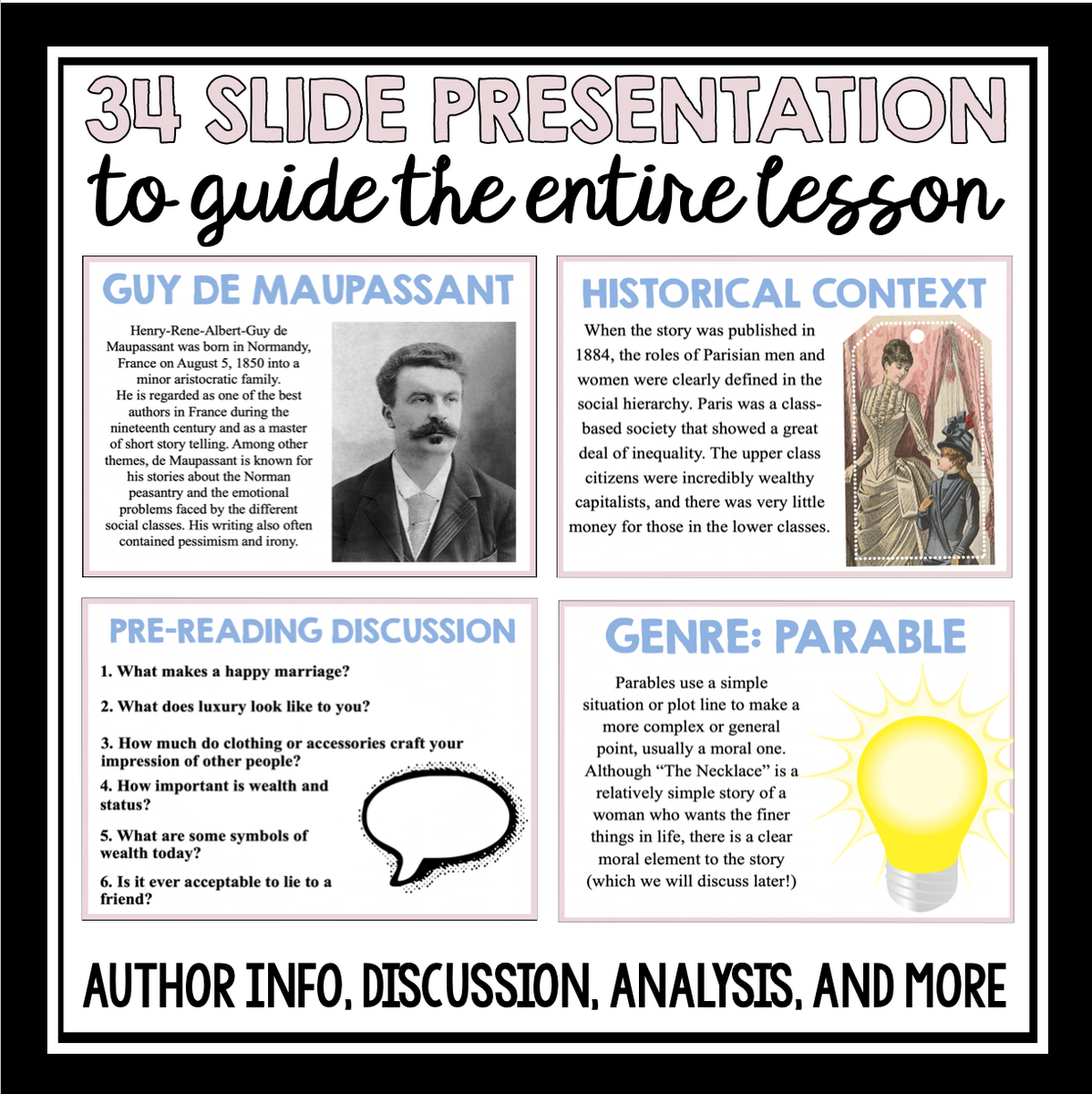 THE NECKLACE BY GUY DE MAUPASSANT SHORT STORY PRESENTATION & ACTIVITIE ...