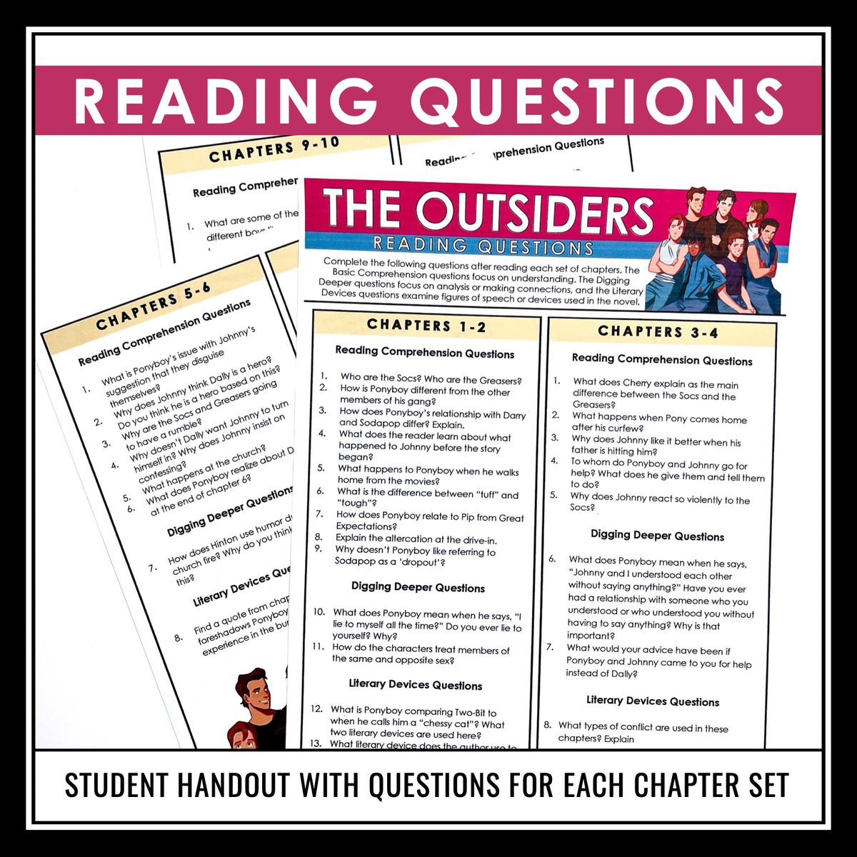 The Outsiders Questions - Comprehension and Analysis Chapter Reading Q ...