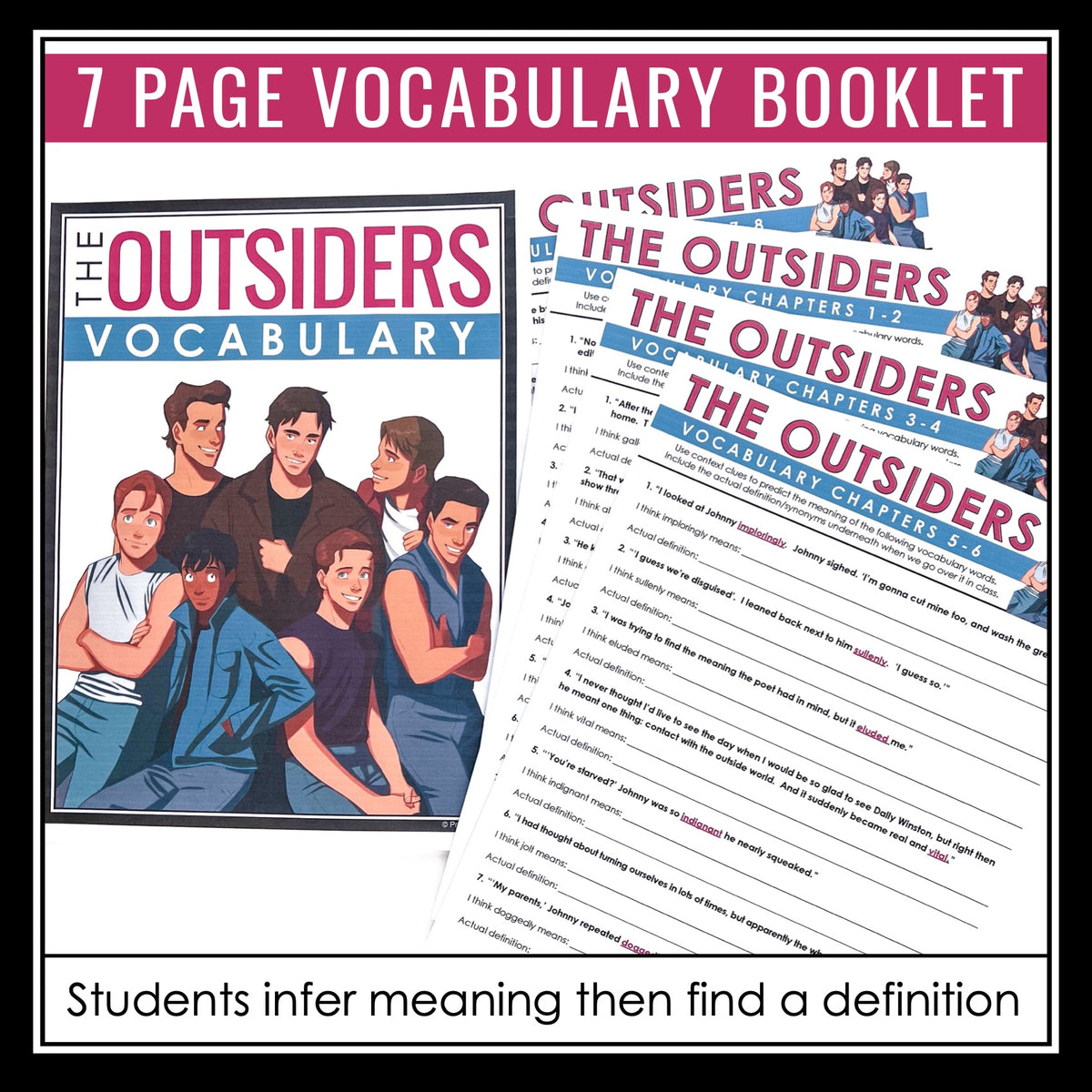 The Outsiders Vocabulary Booklet, Presentation, and Answer Key with De ...