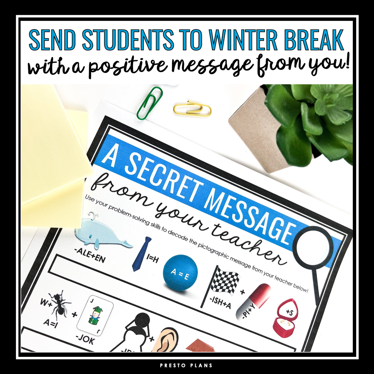 Winter Break Activity Game - Secret Message From Teacher Before Holida ...